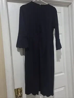 skirt society | Dresses | Navy Scallophem 34 Sleeve Midi Dress | Poshmark